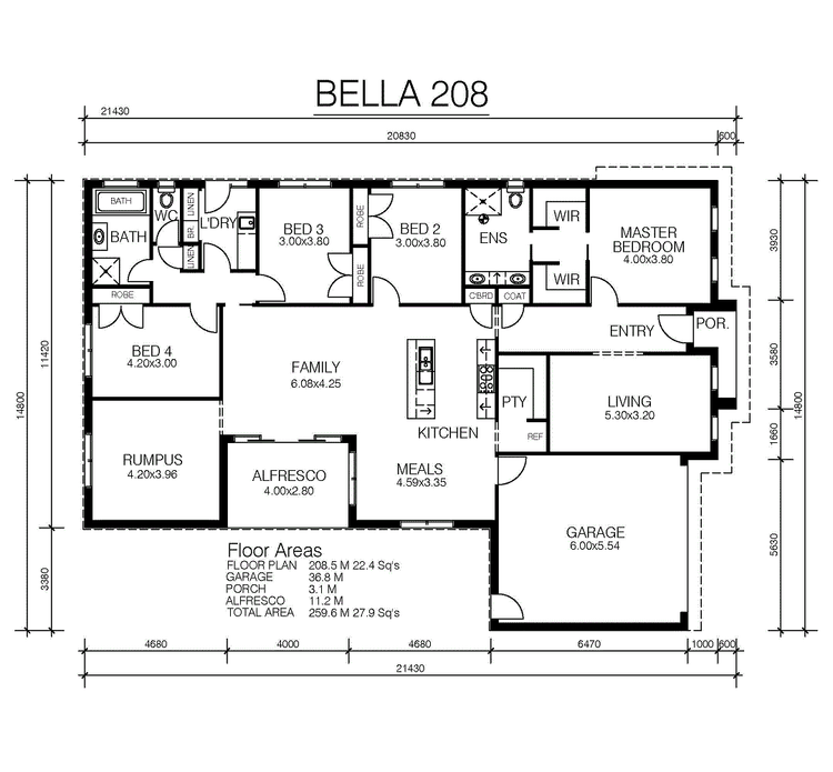 Bella 208 Home Design & House Plan by Frenken Homes Pty Ltd - Cranbourne