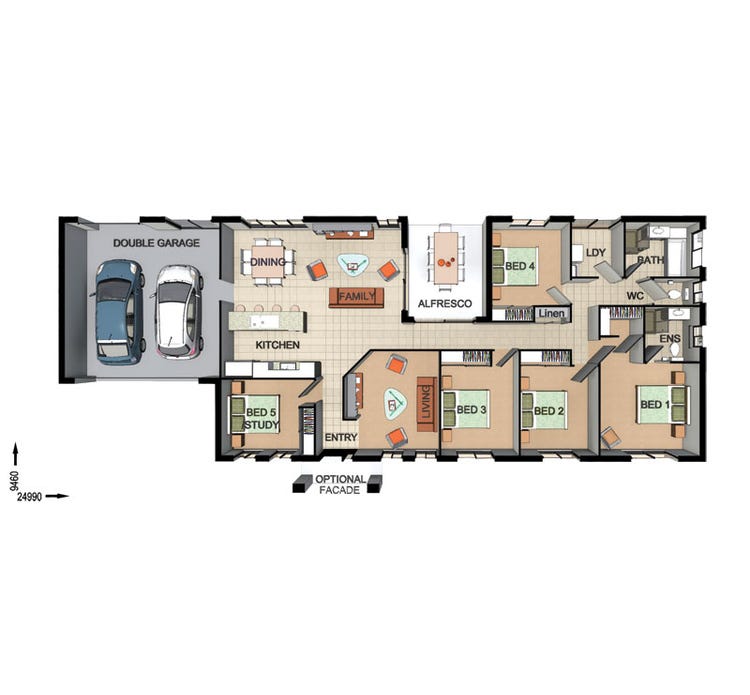5Bed Home + Lounge & Alf Home Design & House Plan by Dixon Homes - QLD