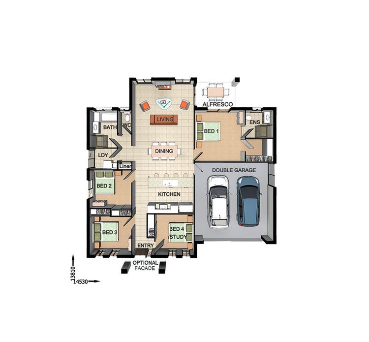 Open Style 4BR Family Plan Home Design & House Plan by Dixon Homes - QLD