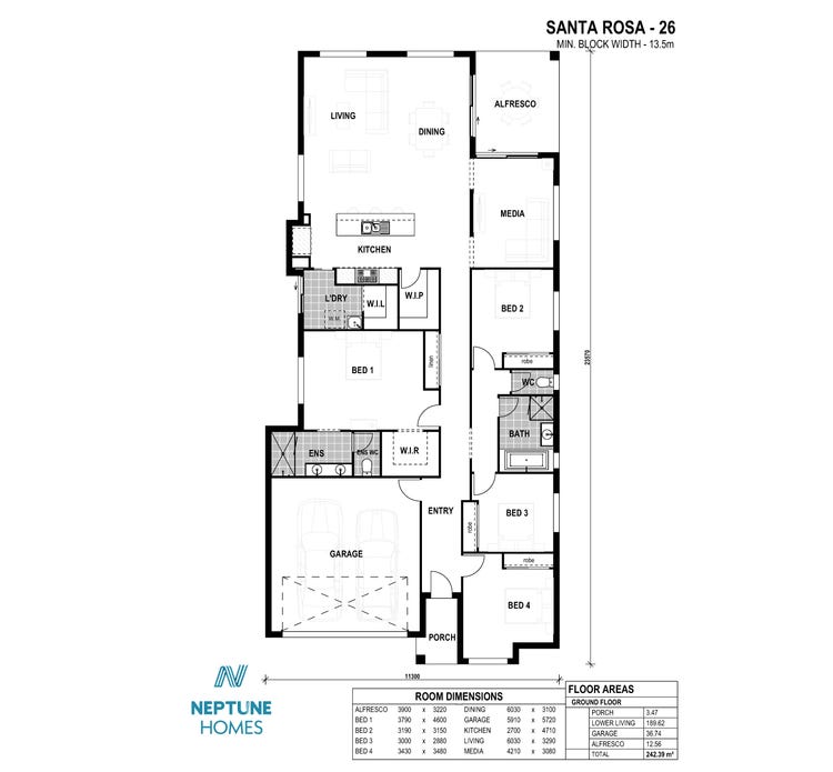 Santa Rosa 26 Home Design & House Plan by Neptune Homes