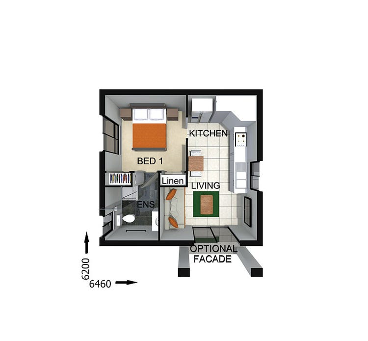 Compact 1B1B StudioFlat Home Design & House Plan by Dixon Homes - QLD