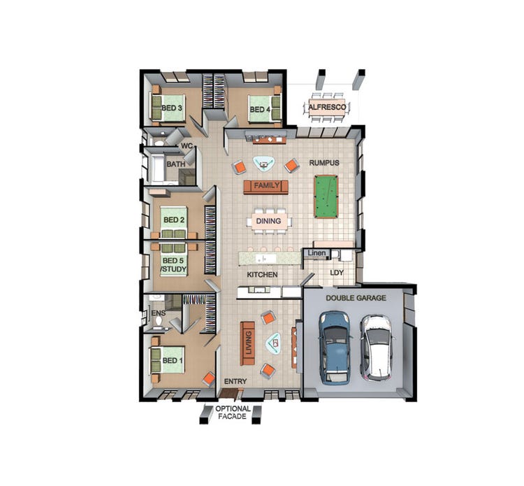 5B2B2C + Family Entertain Home Design & House Plan by Dixon Homes - QLD