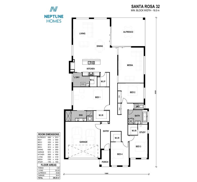 Santa Rosa 32 Home Design & House Plan by Neptune Homes