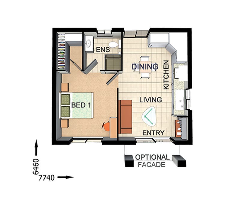 GrannyFlat 1B1B OpenPlan Home Design & House Plan by Dixon Homes - QLD