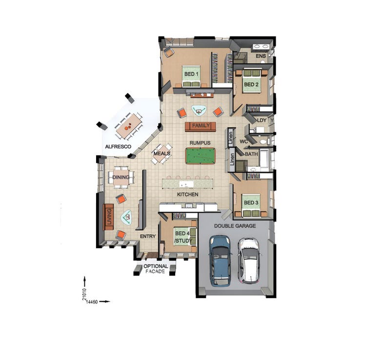4B2B2C Open Plan + Rumpus Home Design & House Plan by Dixon Homes - QLD