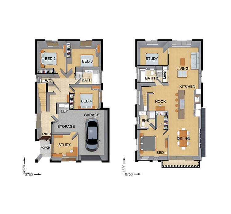 SmartWork 4Bed DblLevel Home Design & House Plan by Dixon Homes - QLD