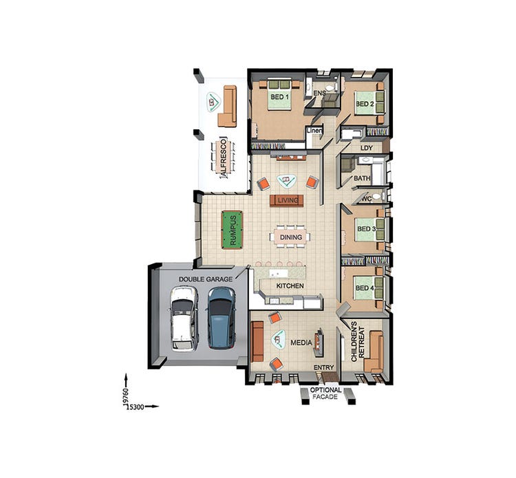 Spacious 4BR + Media Room Home Design & House Plan by Dixon Homes - QLD