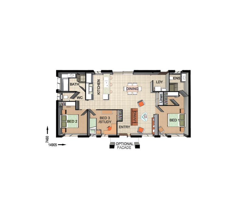 Affordable 3BR + Study Plan Home Design & House Plan by Dixon Homes - QLD
