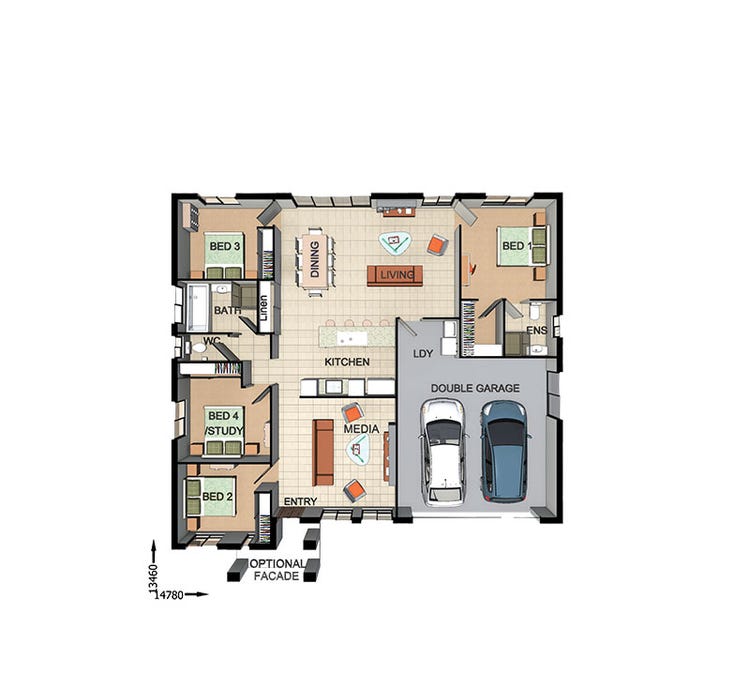4B 2B 2C + Media Space Home Design & House Plan by Dixon Homes - QLD